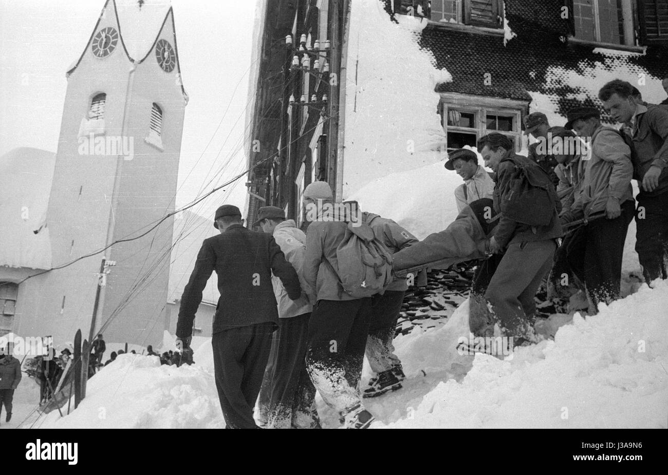 Rescue team in Blons after the avalanche disaster, 1954 Stock Photo - Alamy