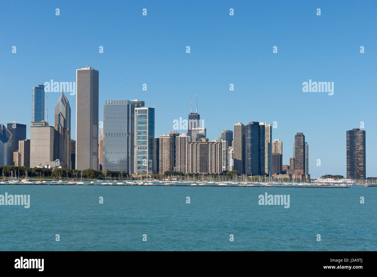 Chicago skyline and Michigan Lake view from Planetarium USA Stock Photo ...