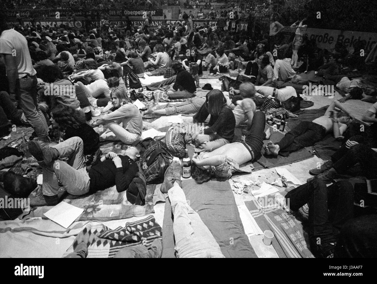 Crowd at a rock festival in Munich, 1970 Stock Photo - Alamy