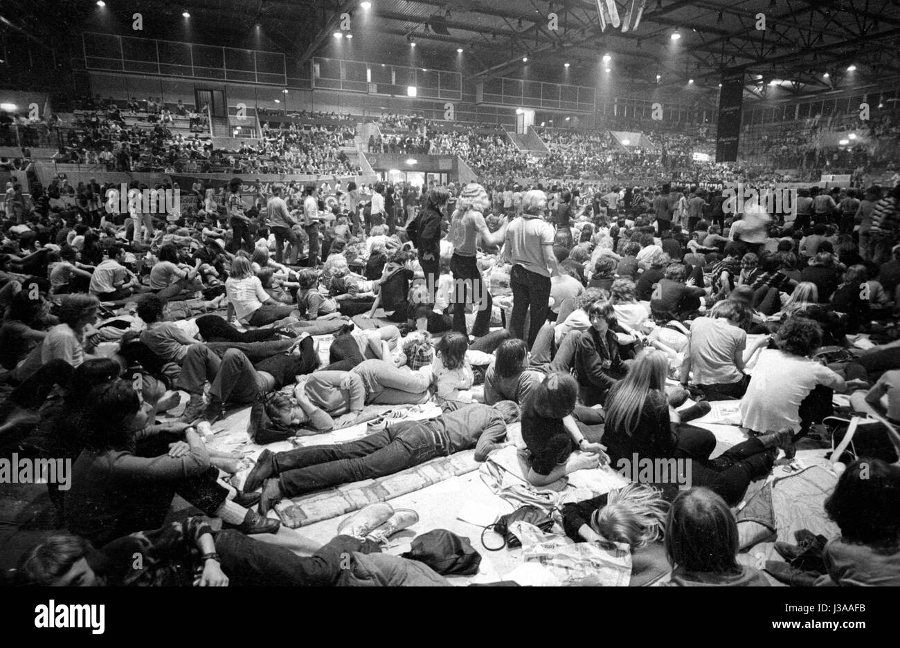 Crowd at a rock festival in Munich, 1970 Stock Photo - Alamy