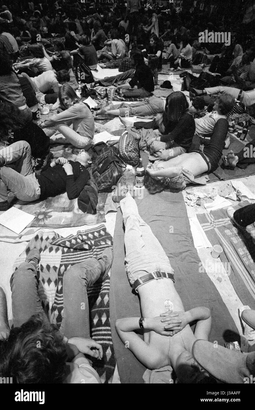 Crowd at a rock festival in Munich, 1970 Stock Photo - Alamy
