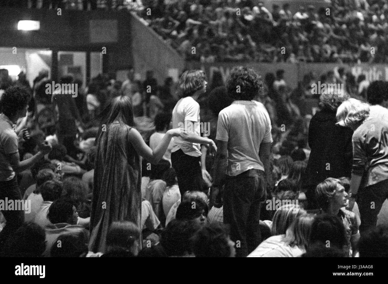 Crowd at a rock festival in Munich, 1970 Stock Photo - Alamy