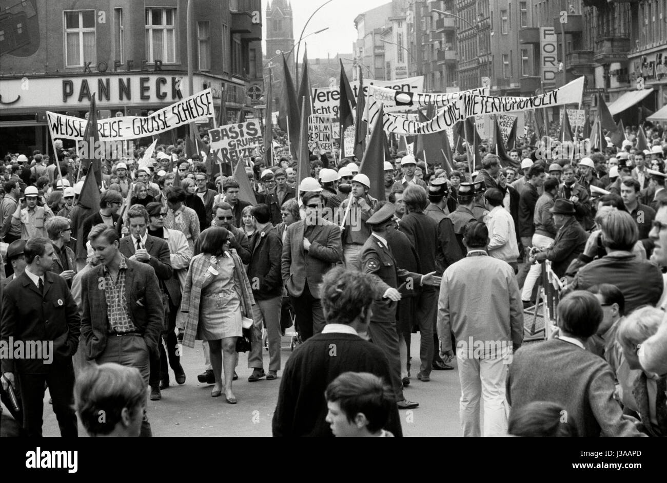 Protests against the planned Emergency Act in Berlin, 1968 Stock Photo ...