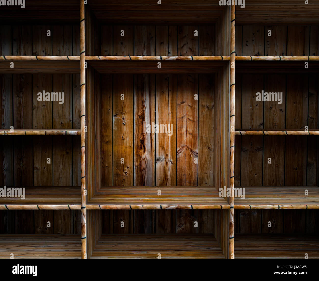3D empty wood shelf: grunge interior for your objects Stock Photo - Alamy