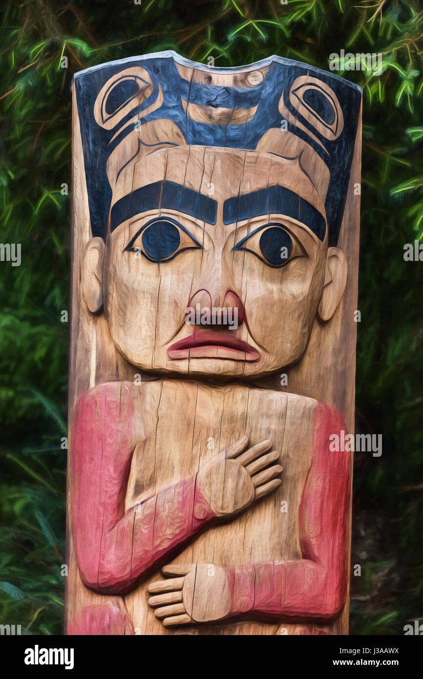 Tlingit carved totem in Sitka, Alaska Stock Photo - Alamy