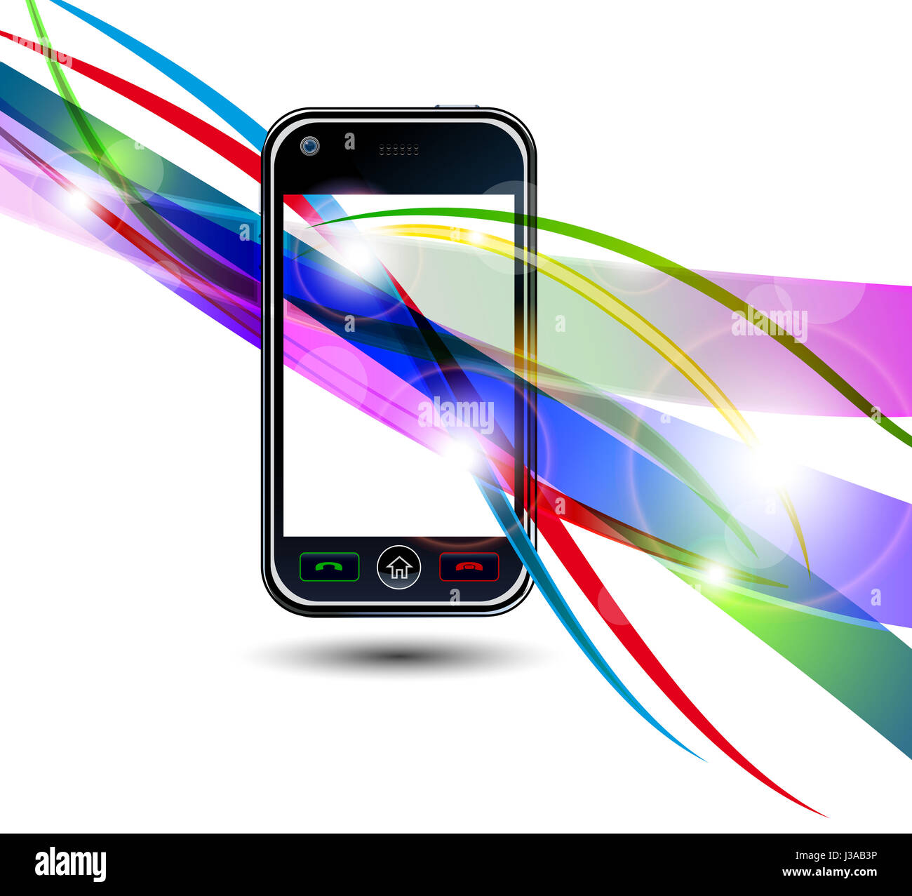 Realistic mobile phone with bright lines Stock Photo - Alamy