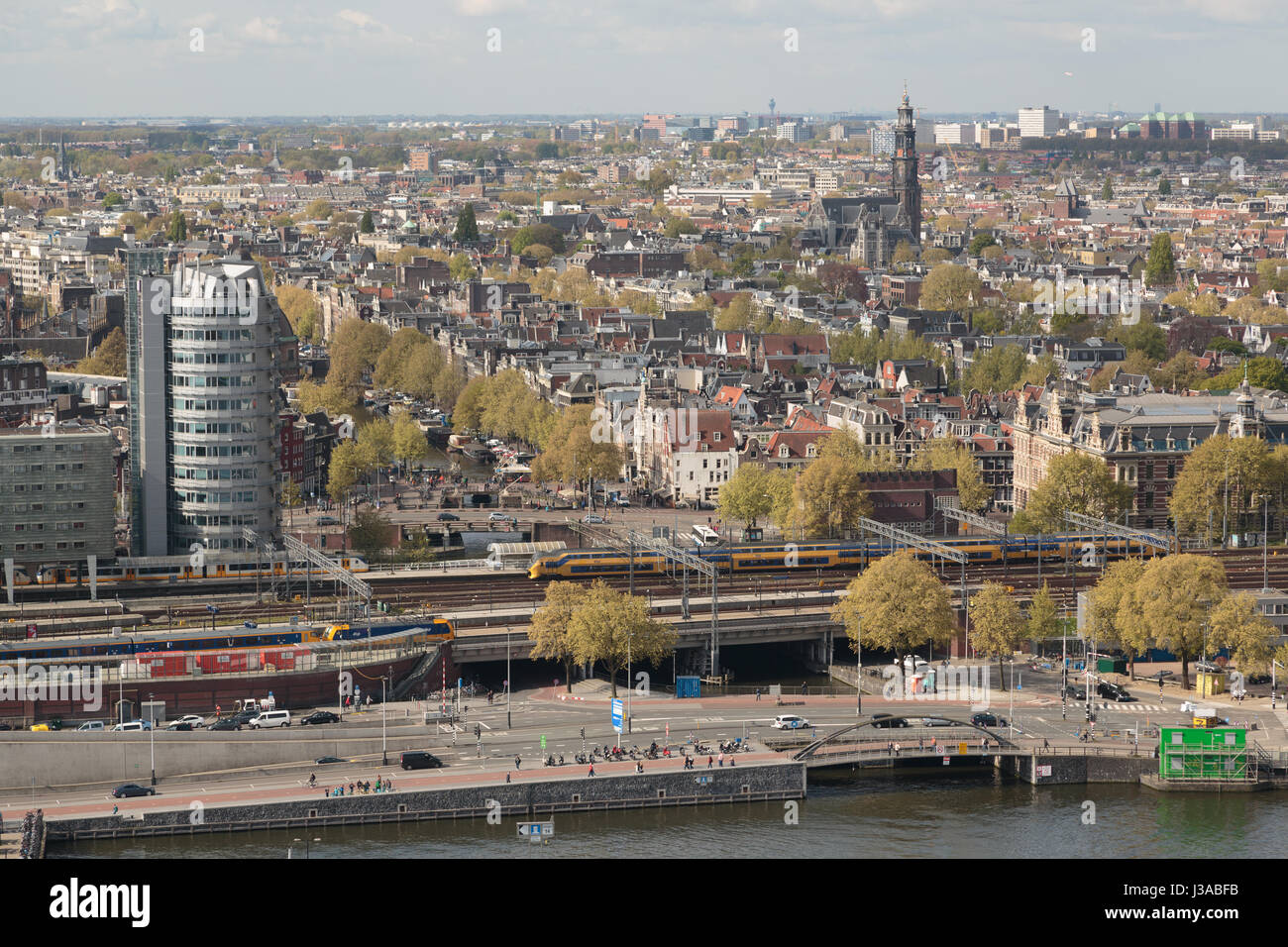 The city of Amsterdam, Netherlands, as seen from the top of the ...