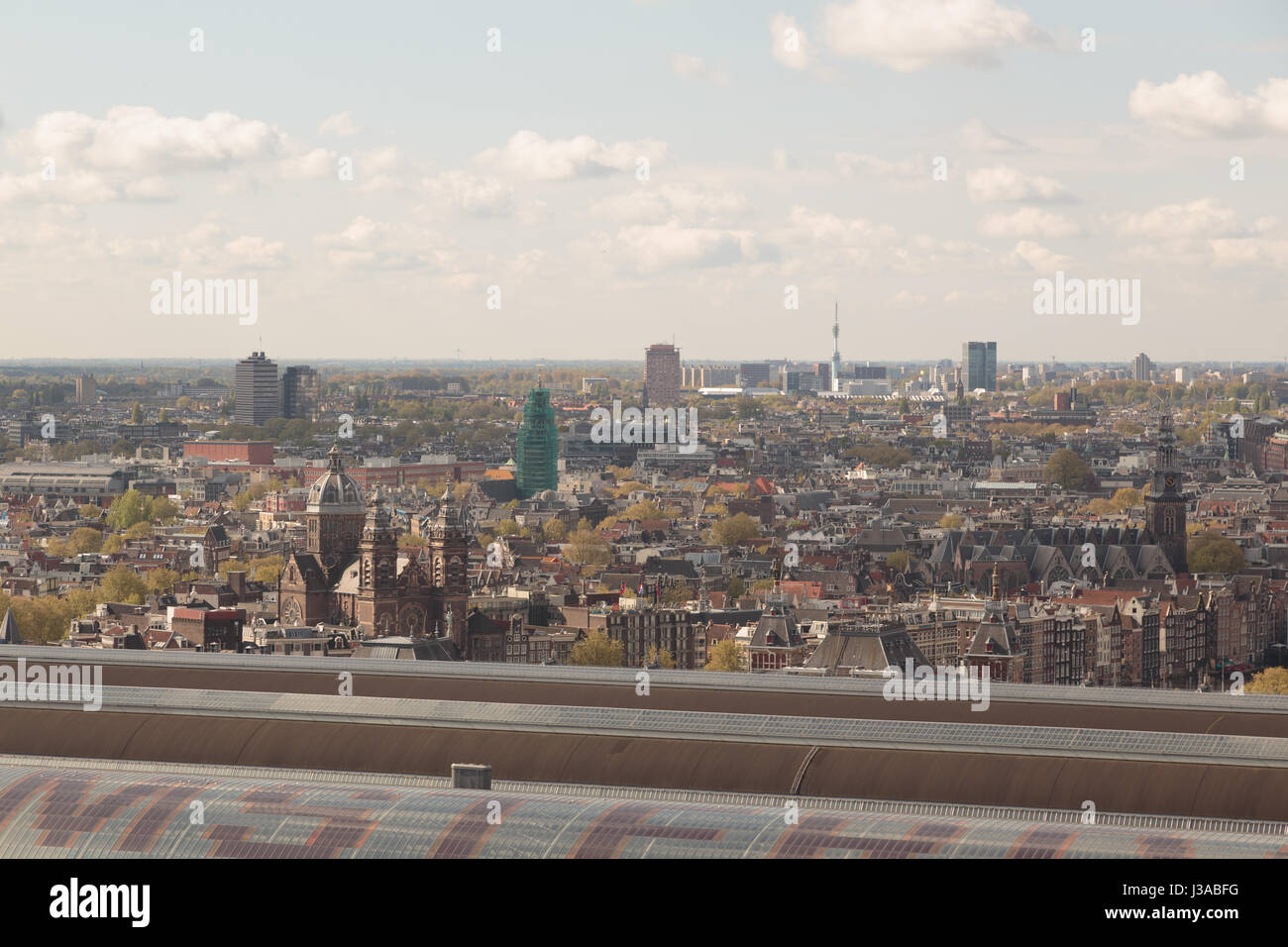 The city of Amsterdam, Netherlands, as seen from the top of the ...