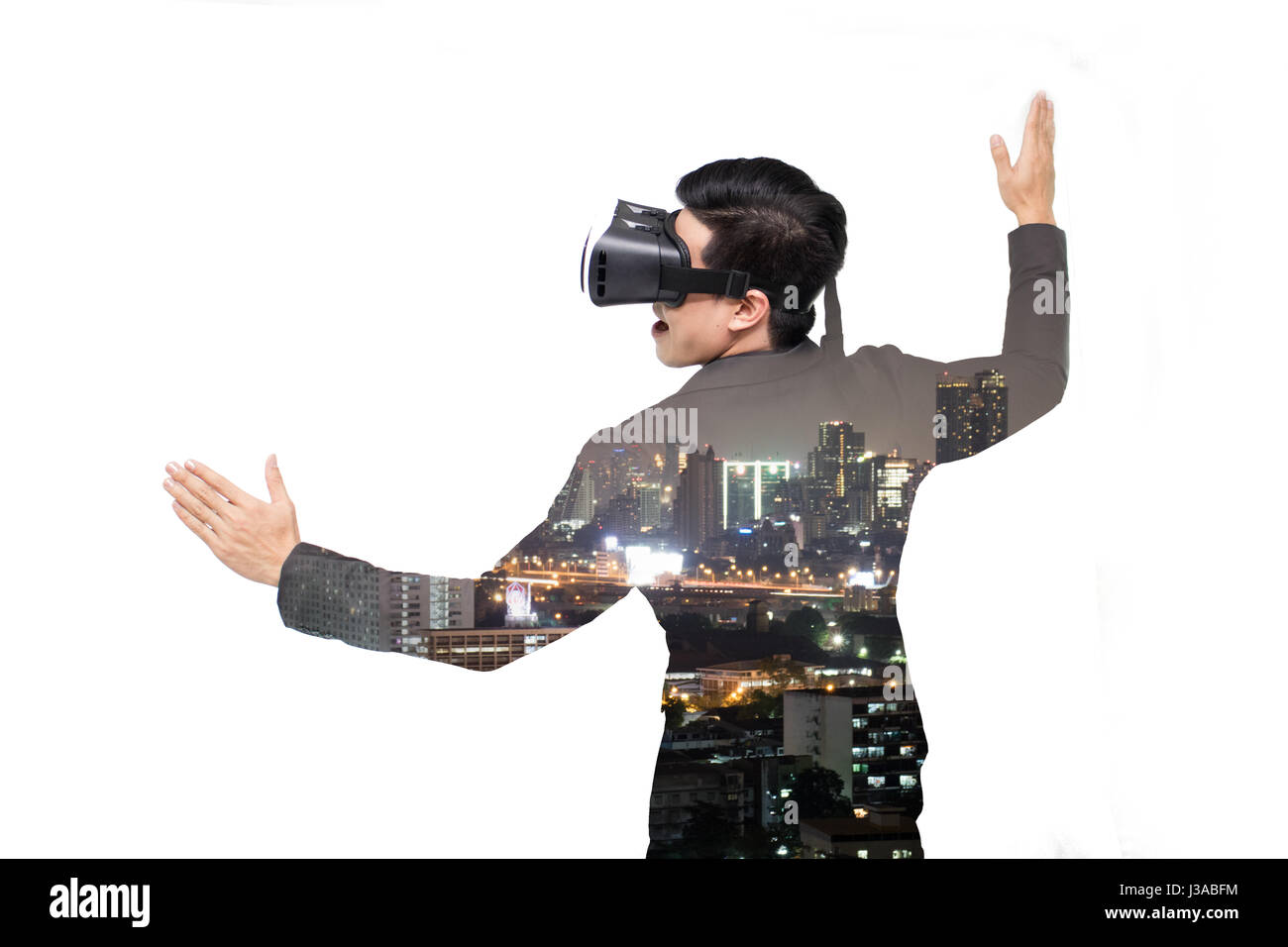 internet of things Future technology concept,the man with glasses of ...