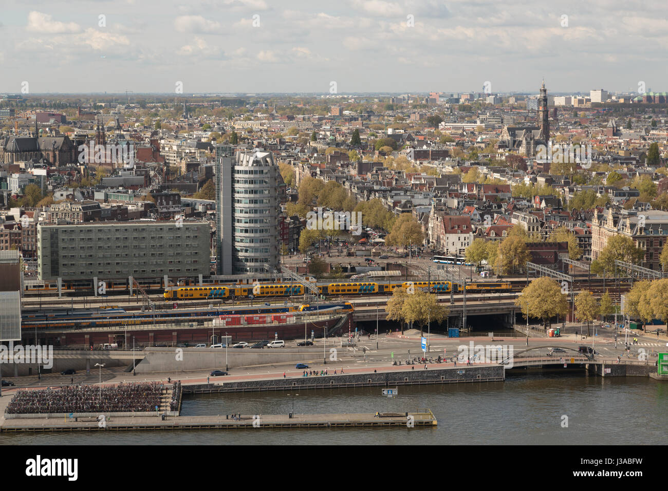 The city of Amsterdam, Netherlands, as seen from the top of the ...