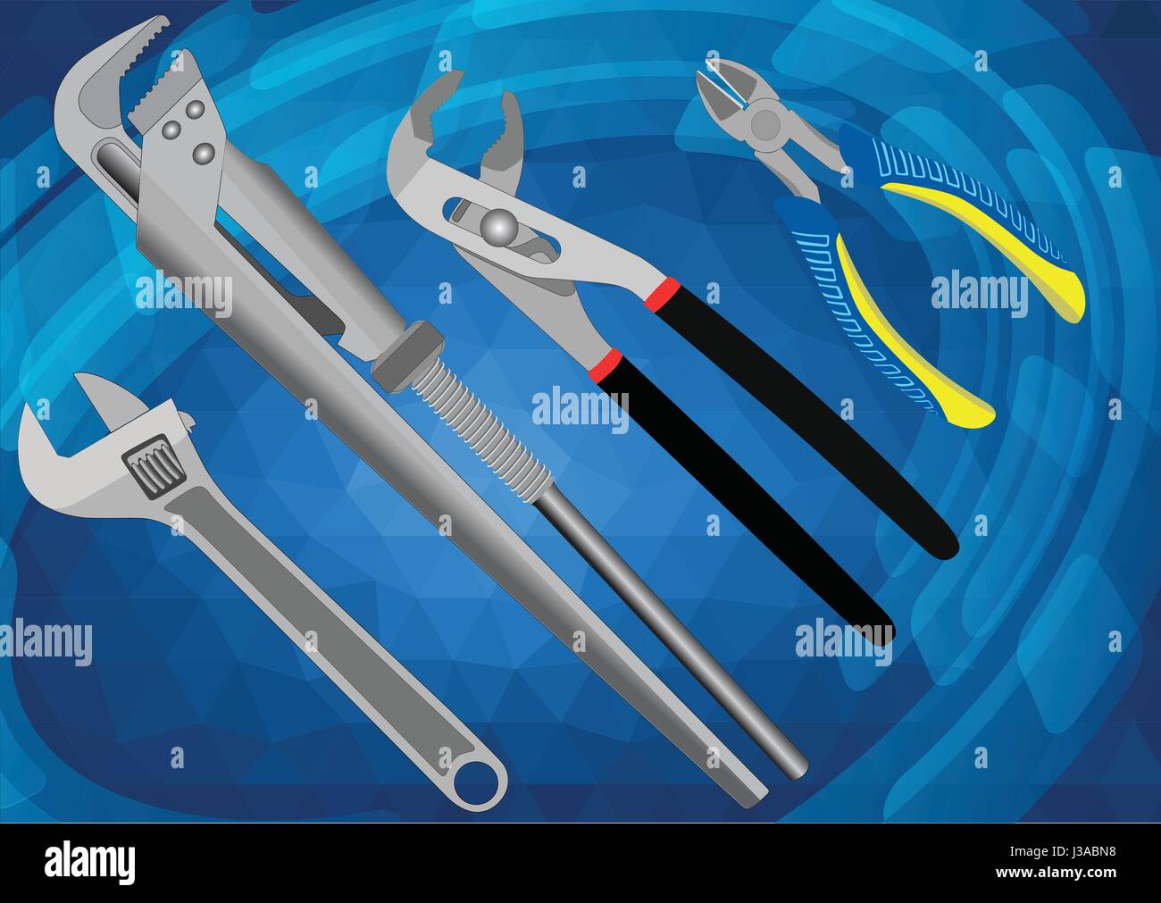 Set of hand tools on a polygonal background-vector Stock Vector Image ...
