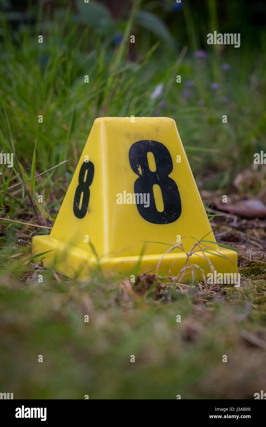 Yellow crime scene evidence markers hi-res stock photography and images ...