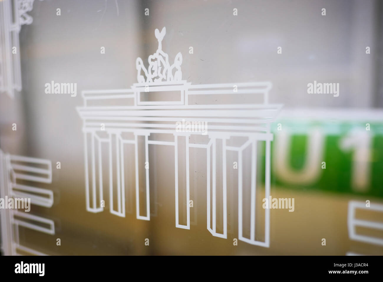 Brandenburger Tor (Brandenburg gate) symbol on subway train window at ...