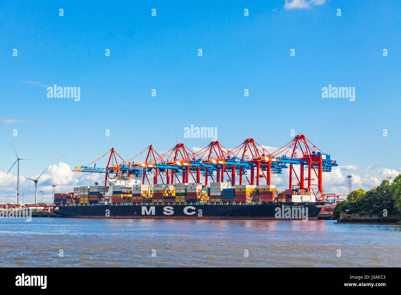 HAMBURG, GERMANY - JUNE 25, 2014: Docks of Port of Hamburg (Hamburger ...