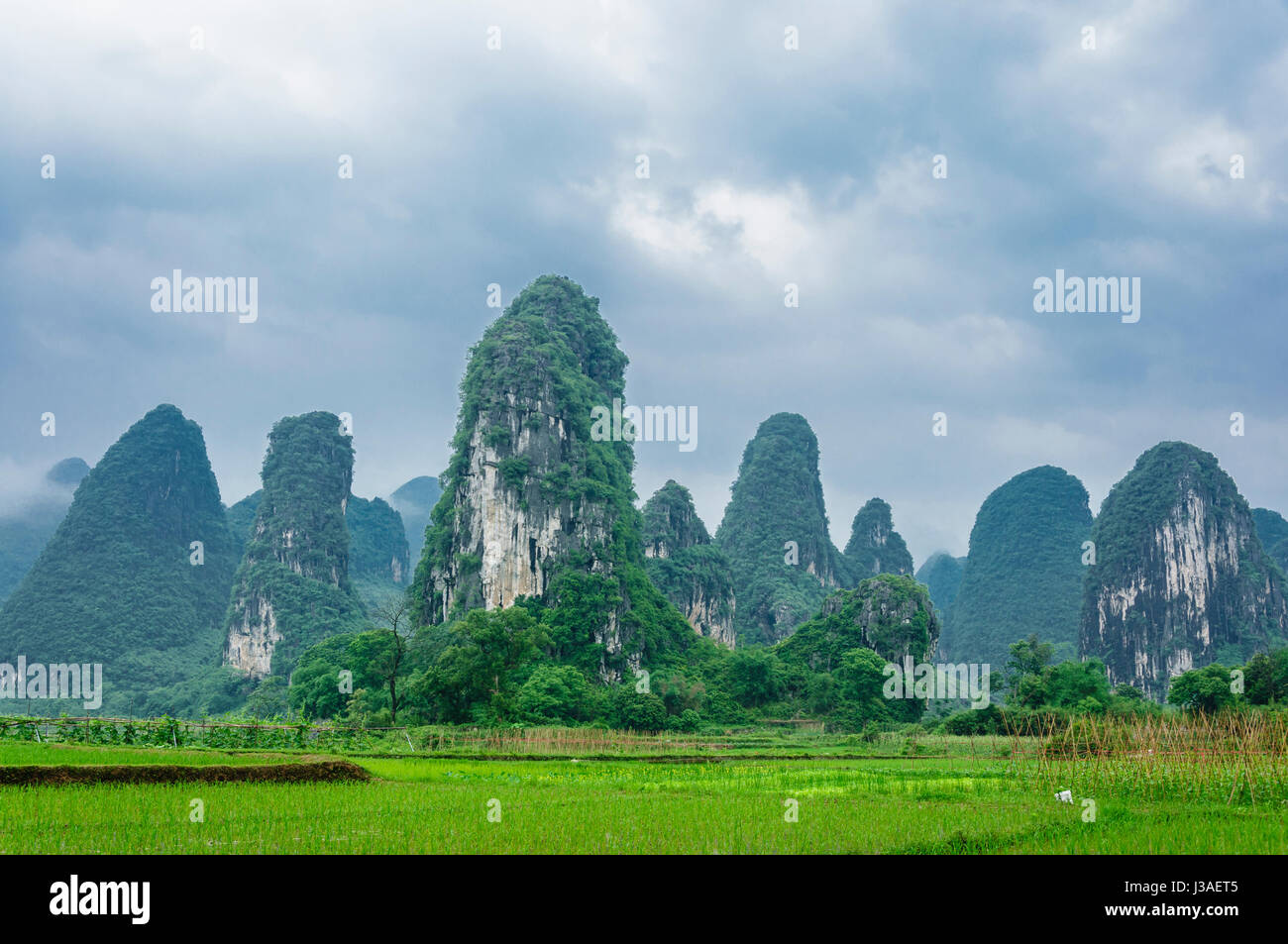 Beautiful karst mountains and countryside scenery in spring Stock Photo ...