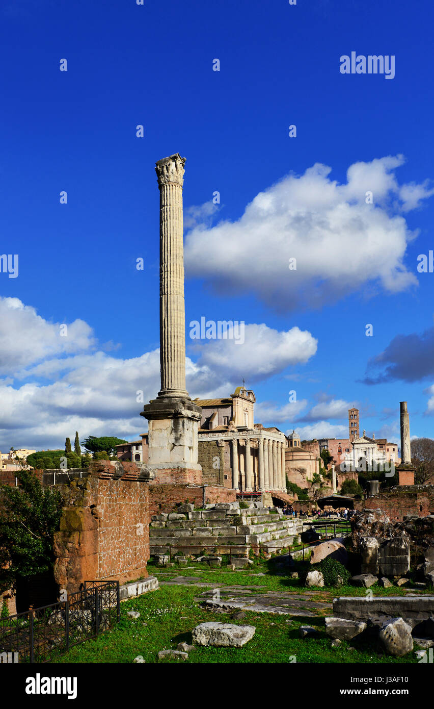 Ancient Column of Byzantine Emperor Phocas in the center of Roman Forum ...