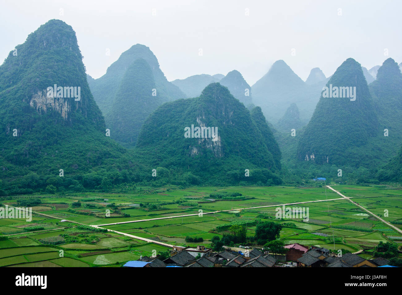 Beautiful karst mountains and countryside scenery in spring Stock Photo ...
