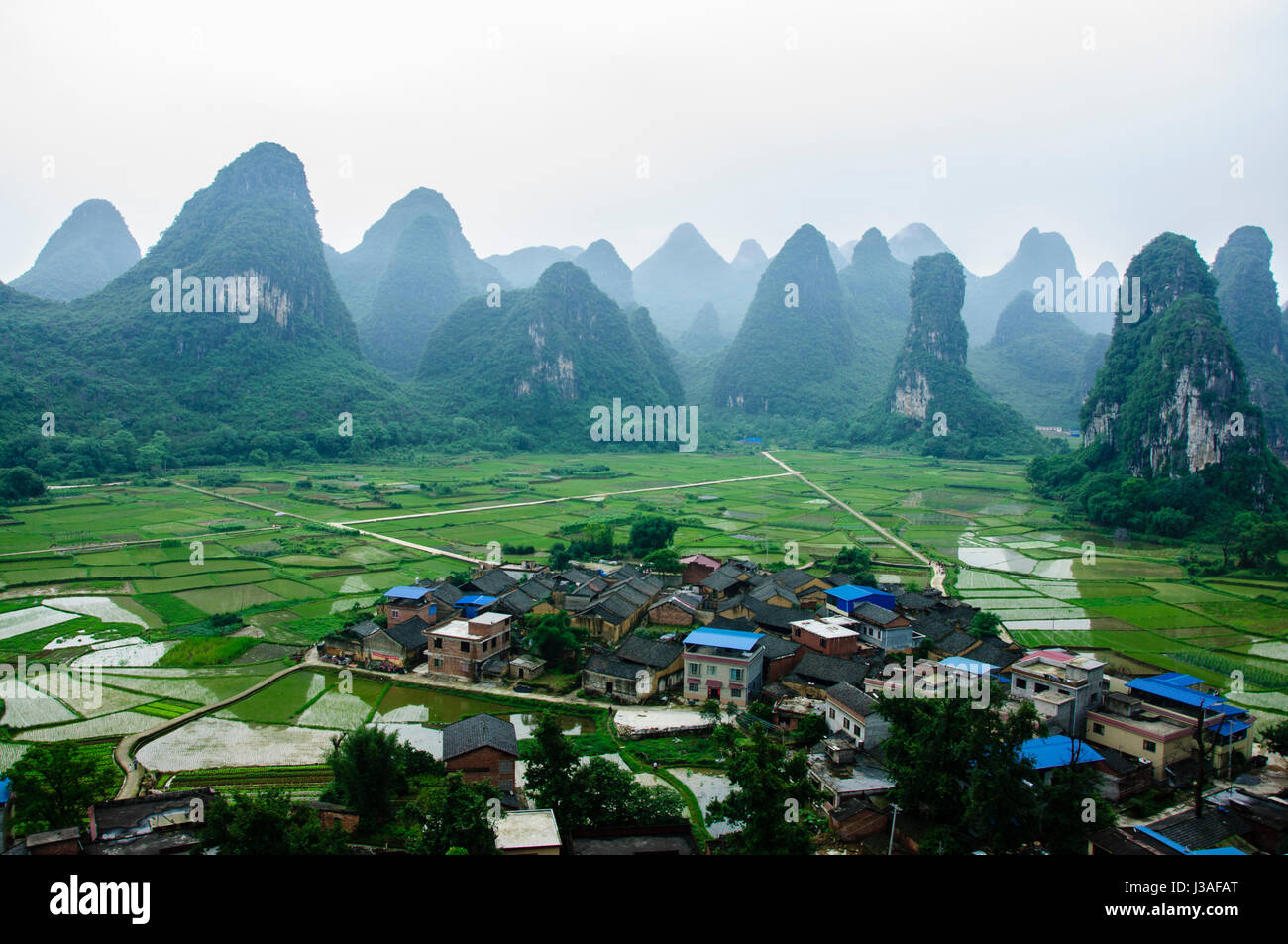 Beautiful karst mountains and countryside scenery in spring Stock Photo ...