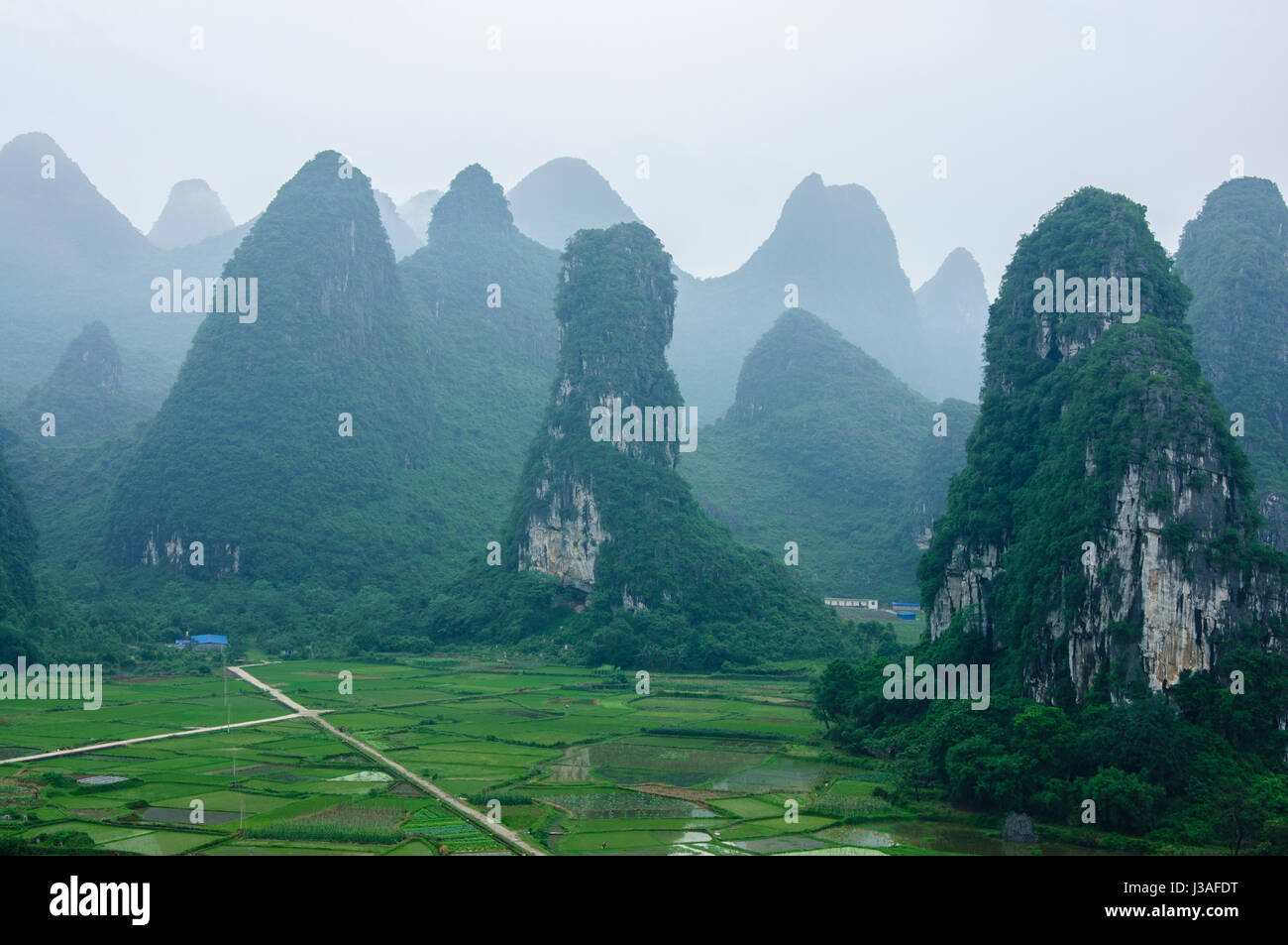 Beautiful karst mountains and countryside scenery in spring Stock Photo ...