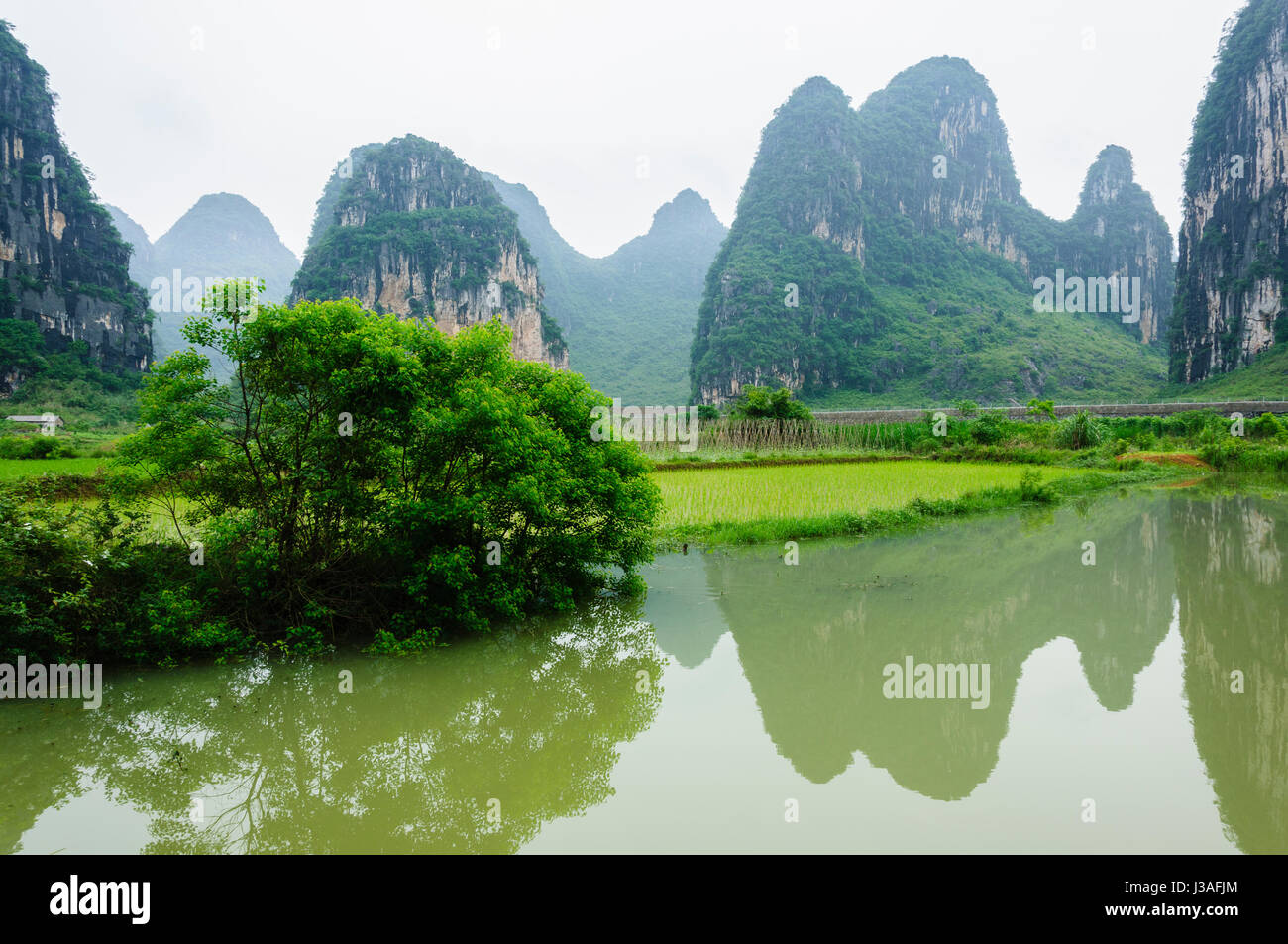 Beautiful karst mountains and countryside scenery in spring Stock Photo ...