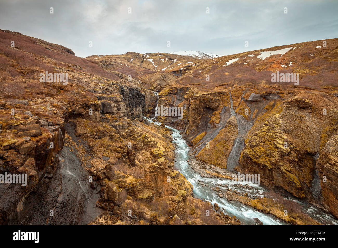 Glymur waterfall Iceland late spring Stock Photo - Alamy