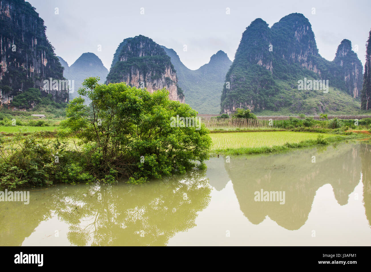 Beautiful karst mountains and countryside scenery in spring Stock Photo ...