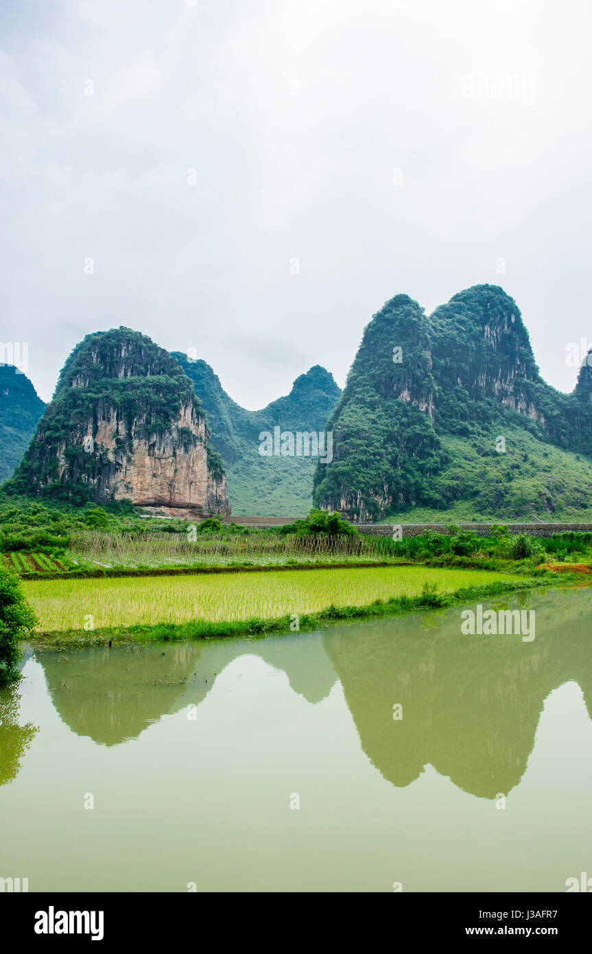 Beautiful karst mountains and countryside scenery in spring Stock Photo ...