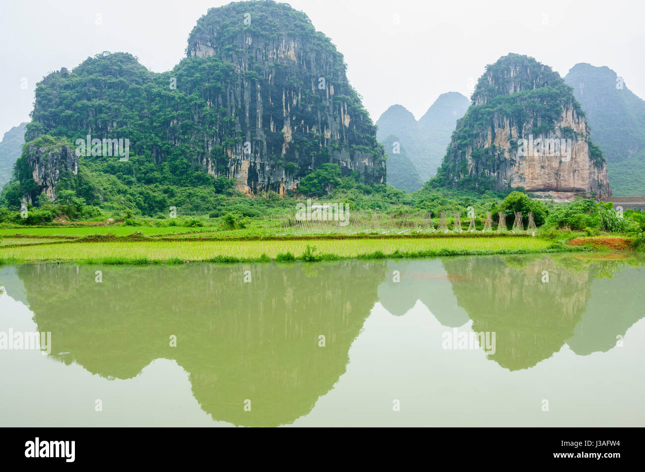 Beautiful karst mountains and countryside scenery in spring Stock Photo ...