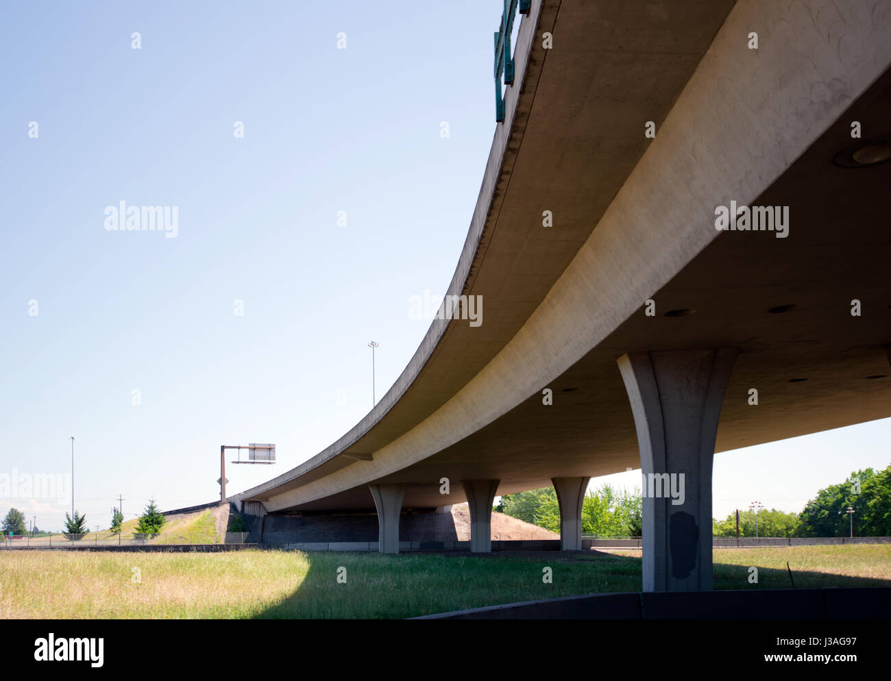 Concrete overpass on strong supporting pillars smooth radius turns ...
