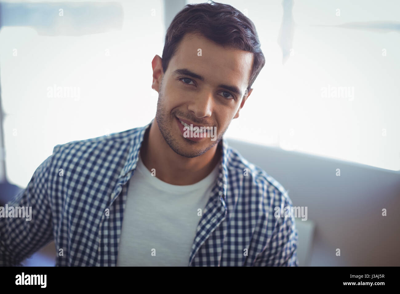 Portrait of smiling male graphic designer in office Stock Photo - Alamy