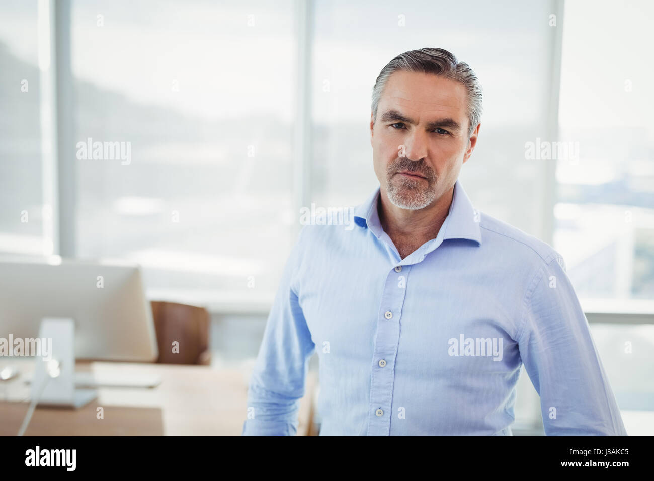 Portrait of confidence executive standing in office Stock Photo - Alamy