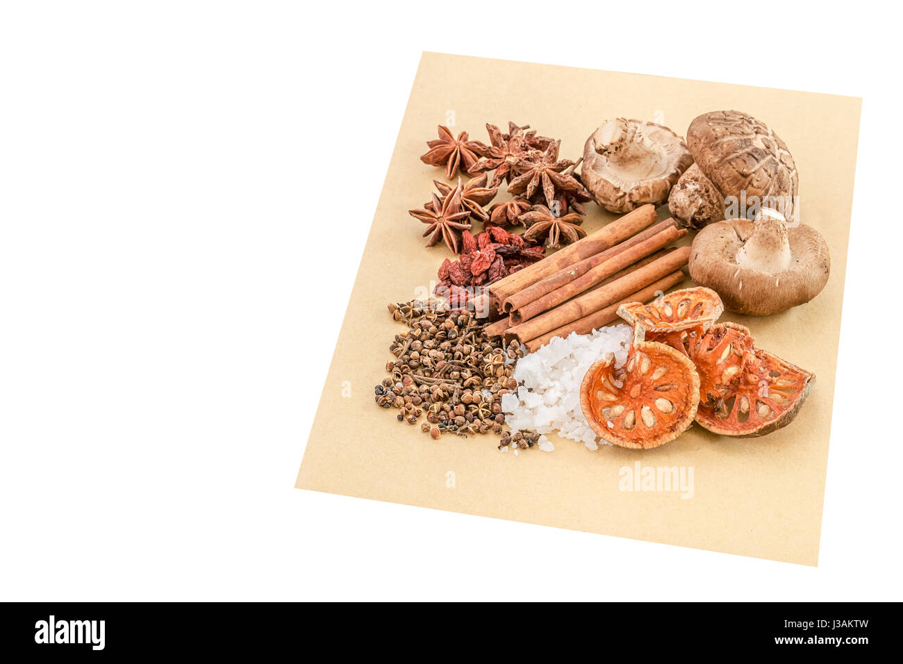 Chinese spices, herb and ingredients for cooking soup or medincine ...