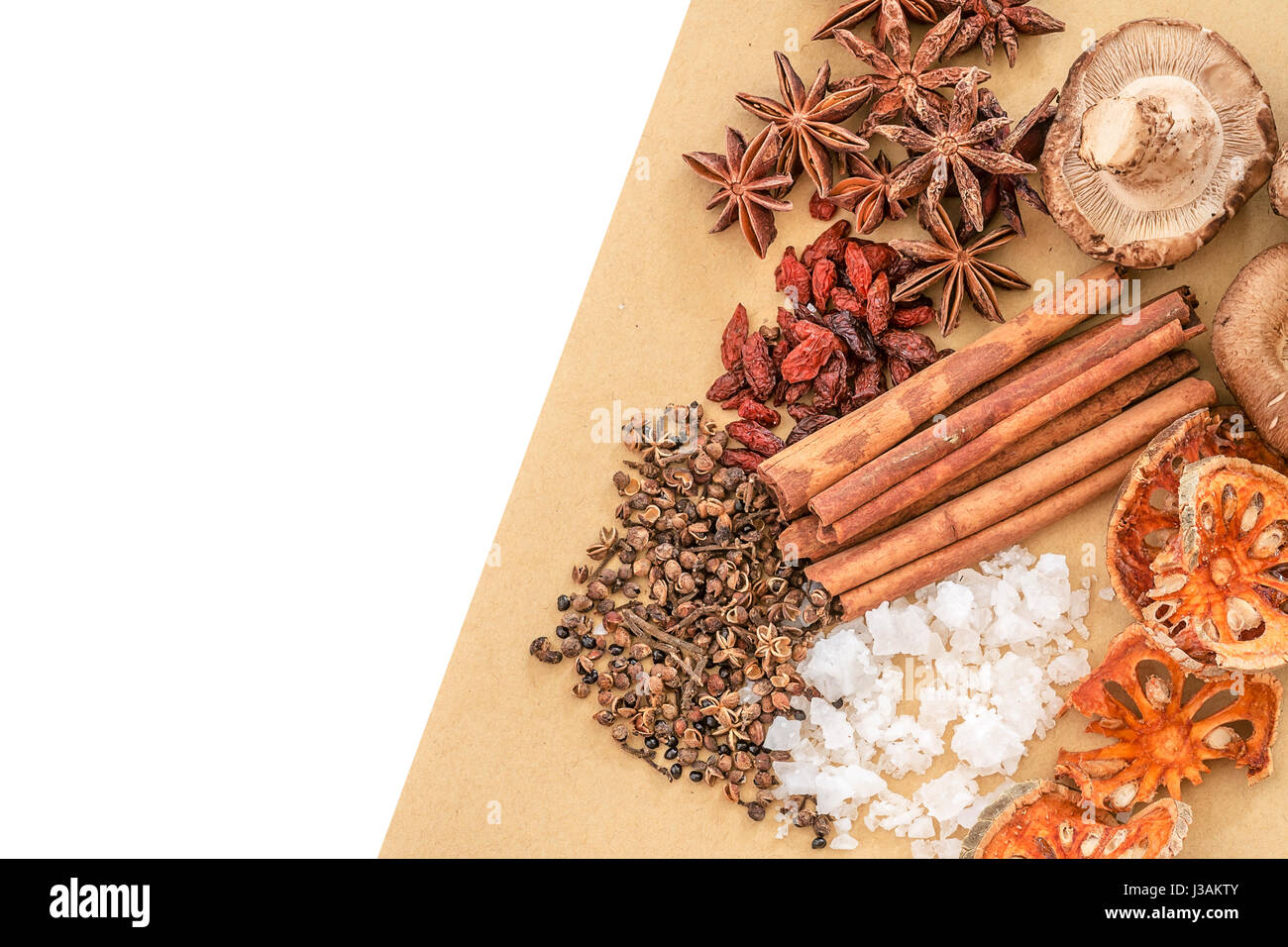 Chinese spices, herb and ingredients for cooking soup or medincine ...