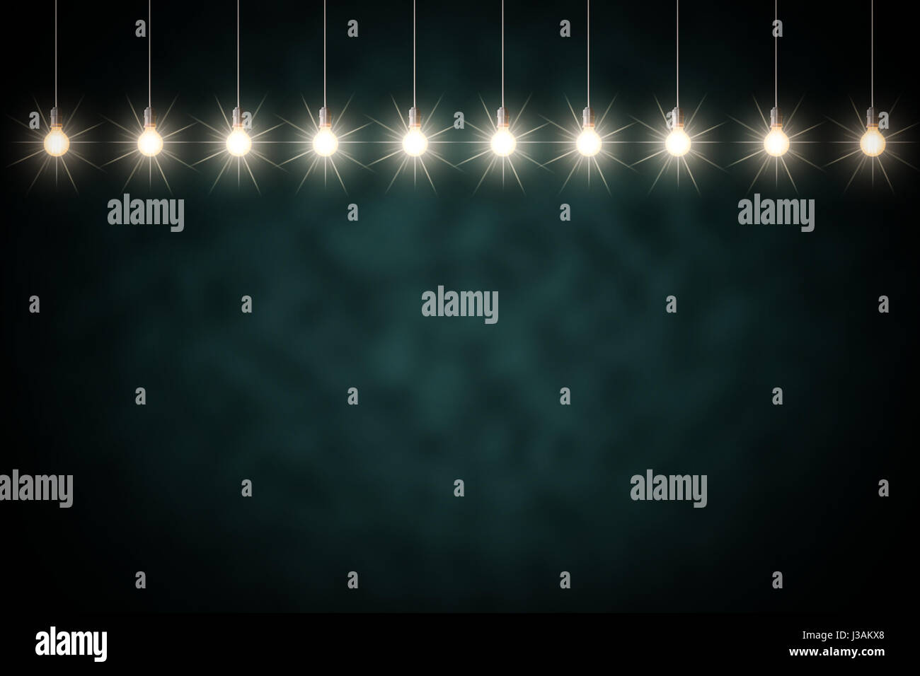 Glowing Hanging Light Bulb, business idea concept and background Stock ...