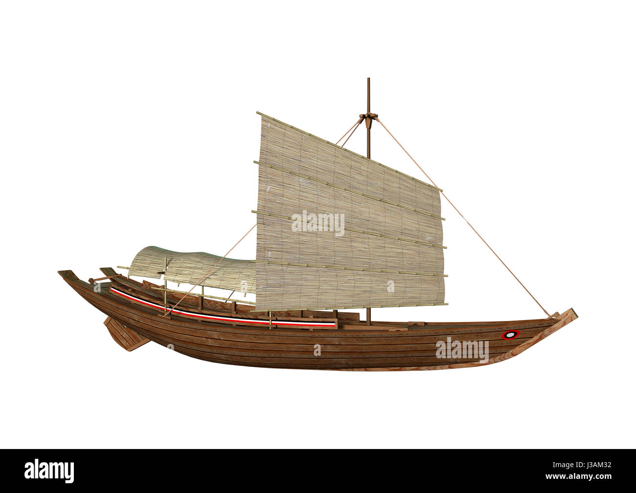 3D rendering of a sampan isolated on white background Stock Photo - Alamy