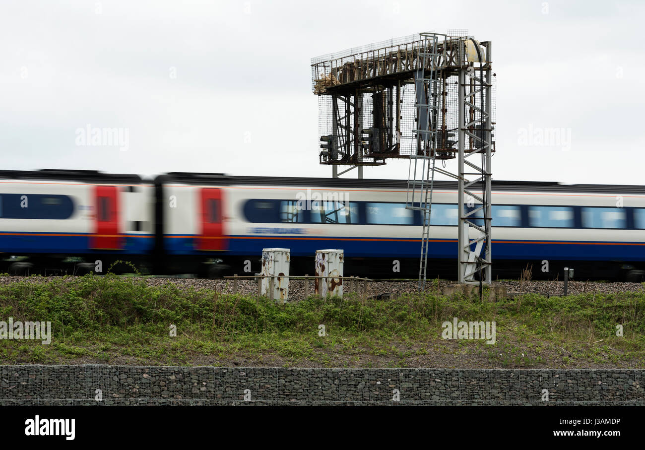 An East Midlands Trains class 222 Meridian at speed near Newton ...