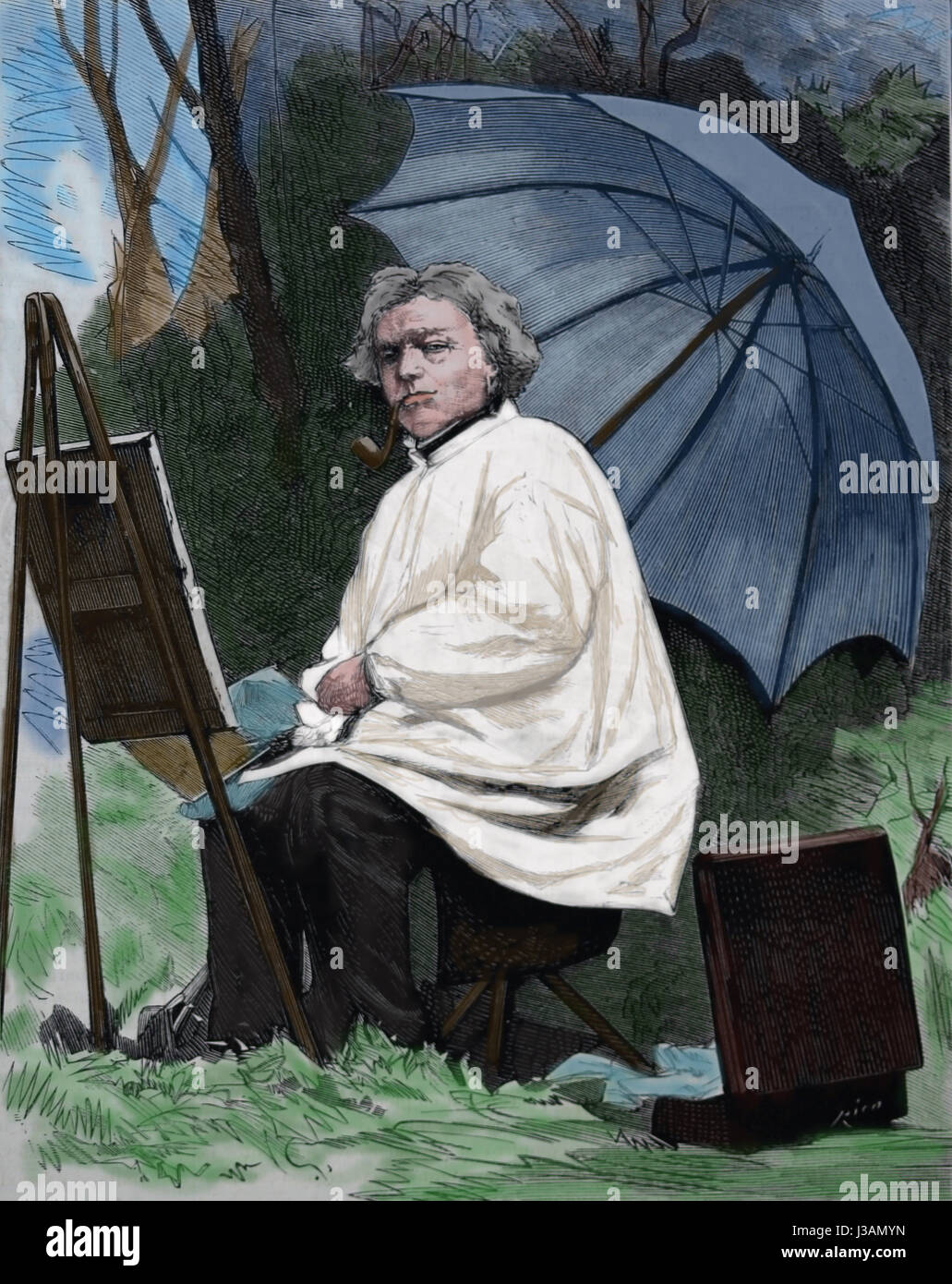 Jean-Baptiste-Camille Corot (1796-1875). French painter. Engraving. The ...