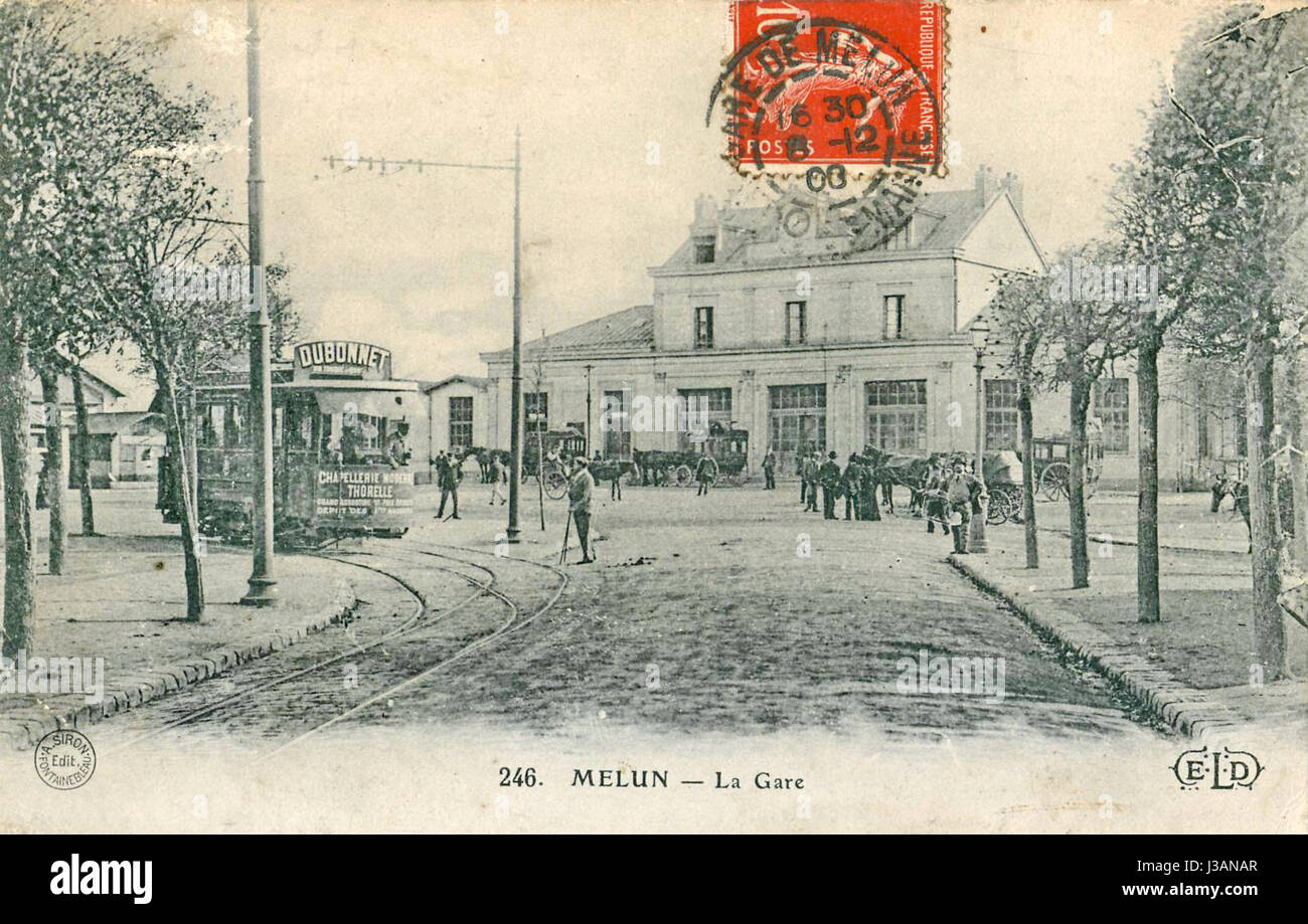 A historical view of La Gare station in Melun, France, showing the ELD ...