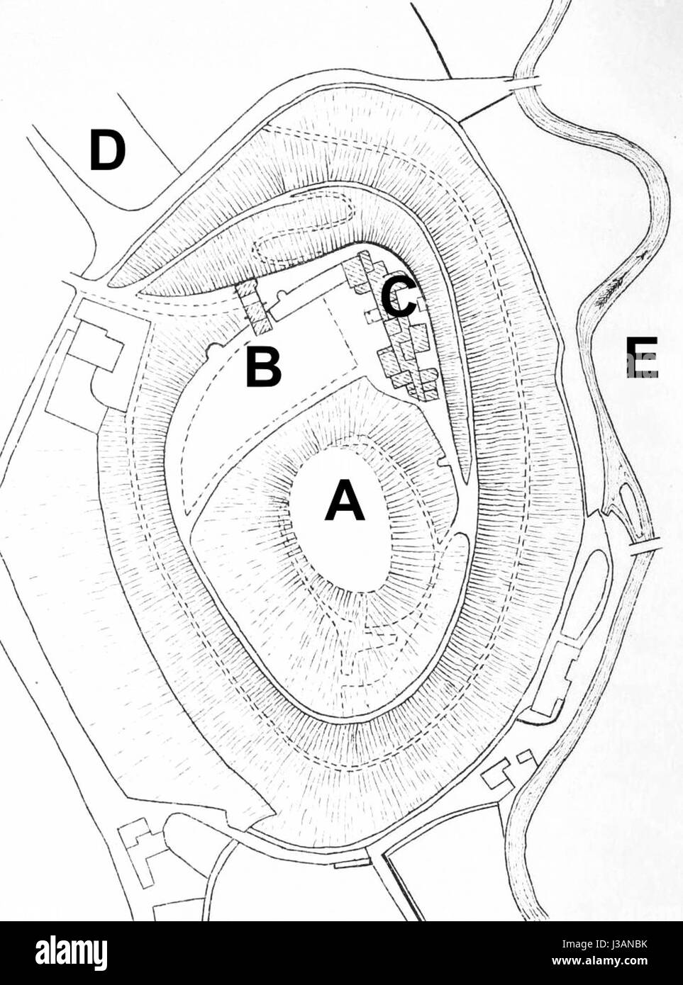 A map illustrating Dunster Castle, located in Somerset, England ...