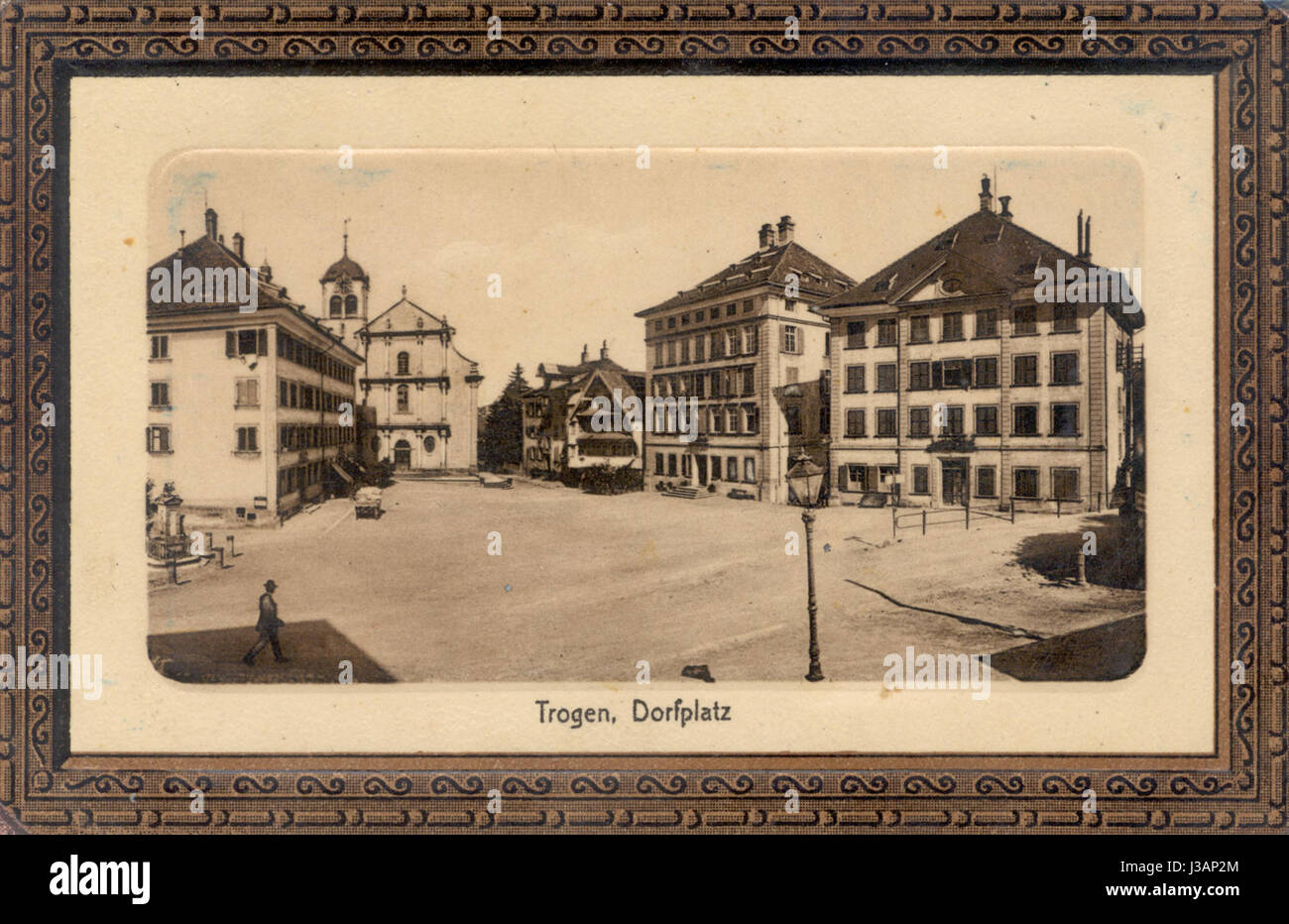 Dorfplatz in Trogen, Switzerland, circa 1914, a snapshot of early 20th ...