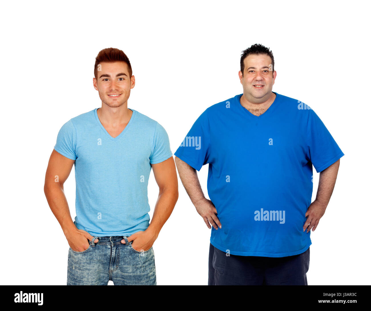 Two men with different complexion isolated on a white background Stock ...