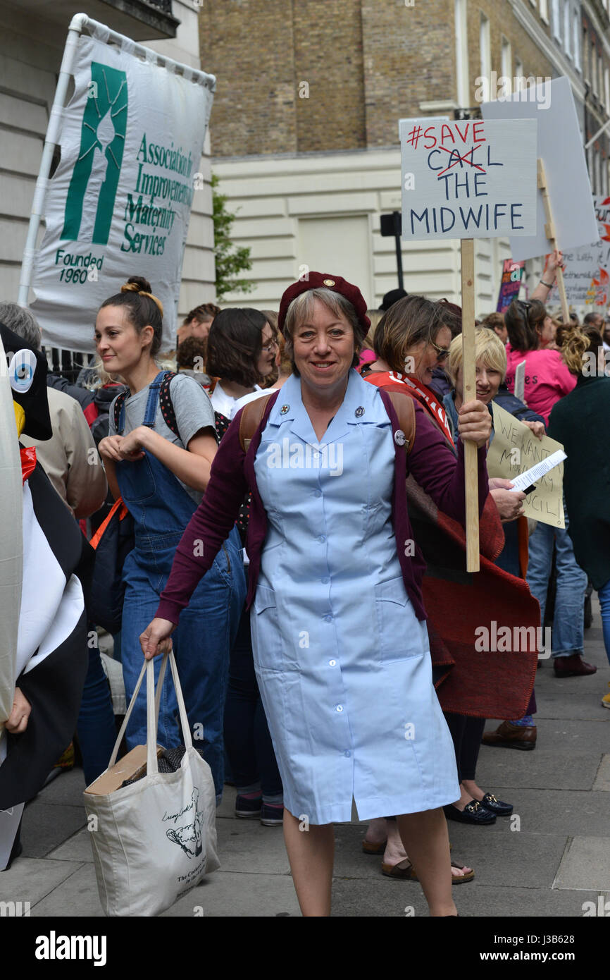 Portland Place, London, UK. 5th May 2017. Midwives stage a protest ...
