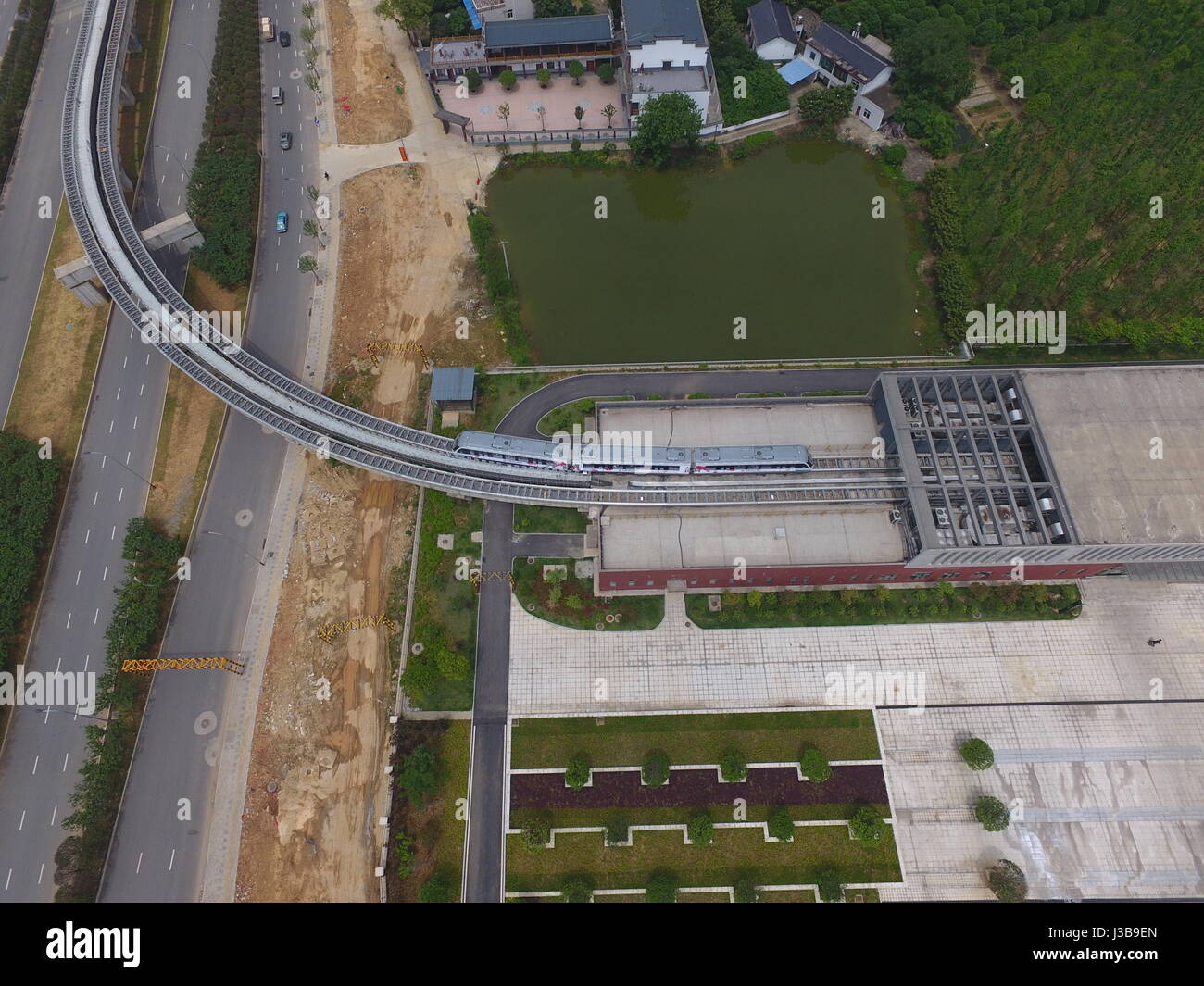 Changsha. 5th May, 2017. Photo taken on May 5, 2017 shows a maglev ...