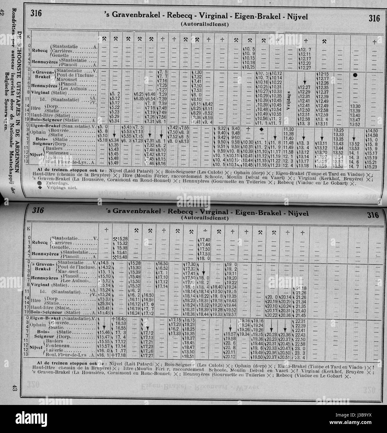 Dienstregeling 1933 316 21 refers to a historical timetable, likely for ...