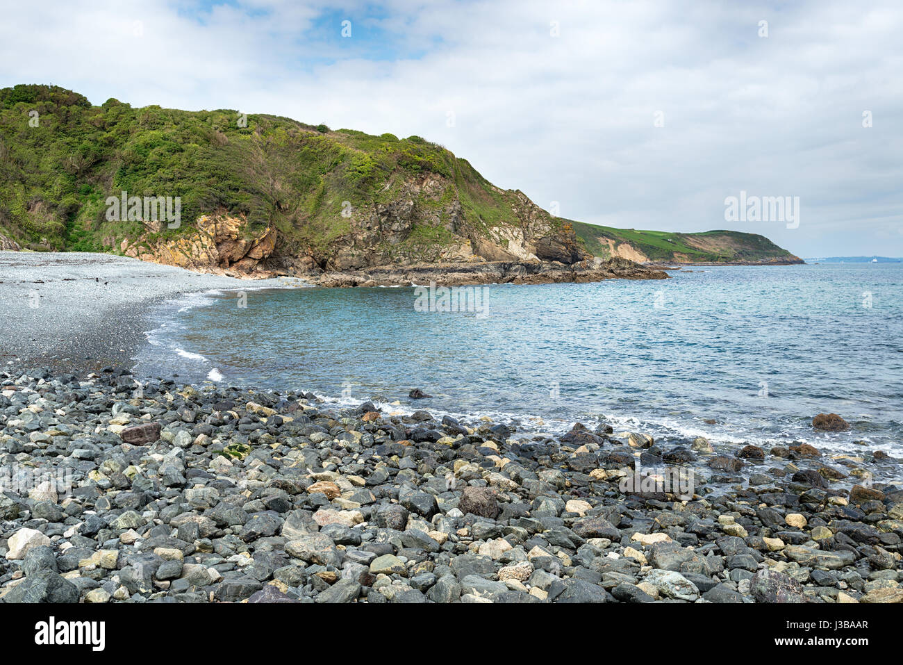 Porthallow Cove, a quiet unspolit beach on the Lizard Peninsula in ...