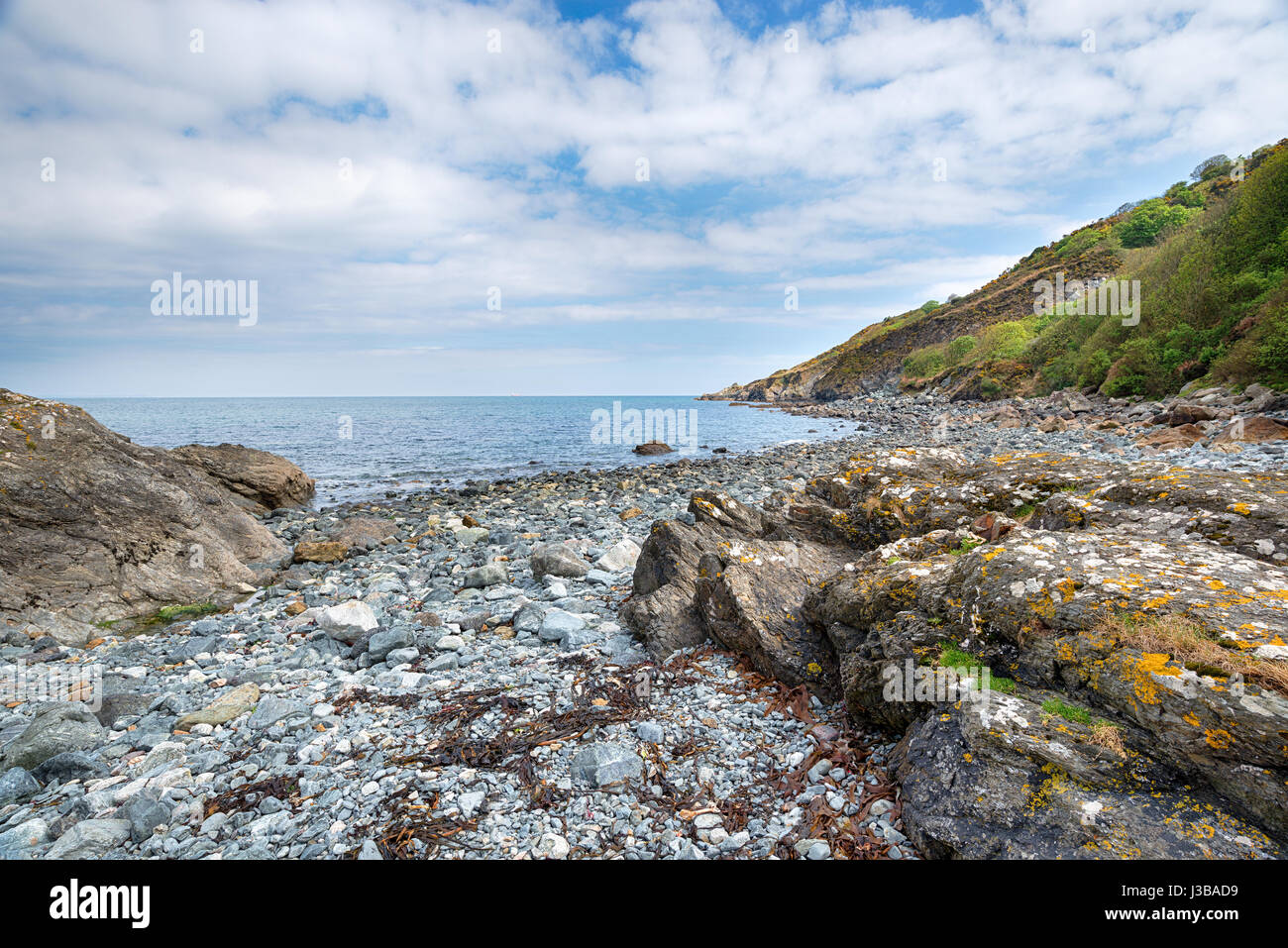 The beach at Porthallow ont the Lizard Peninsula on the Cpornwall coast ...