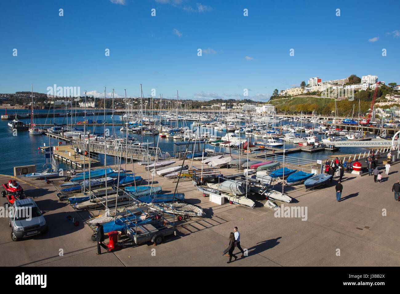 Torquay Devon marina with boats and yachts on beautiful day on the ...