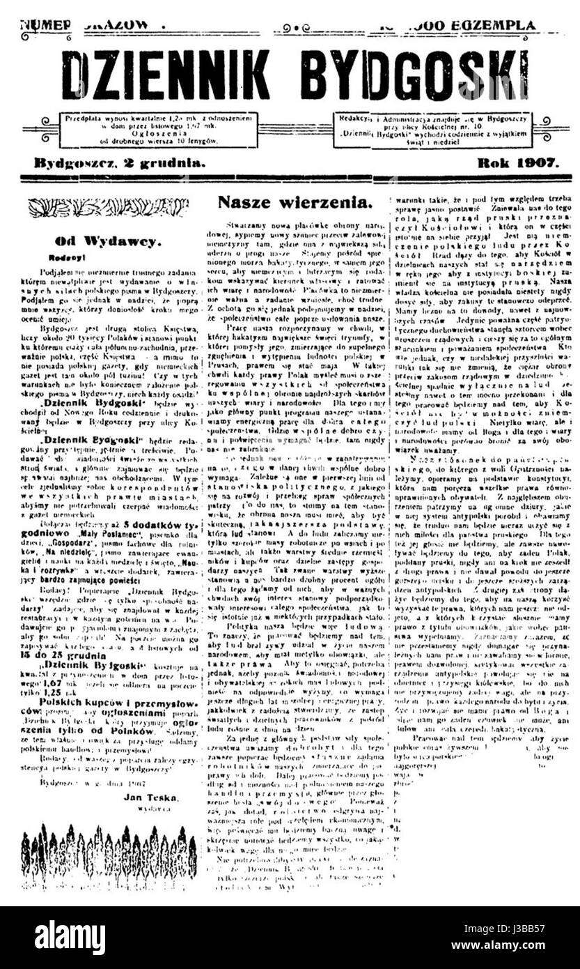 The Dziennik Bydgoski, a Polish newspaper, published an issue on ...