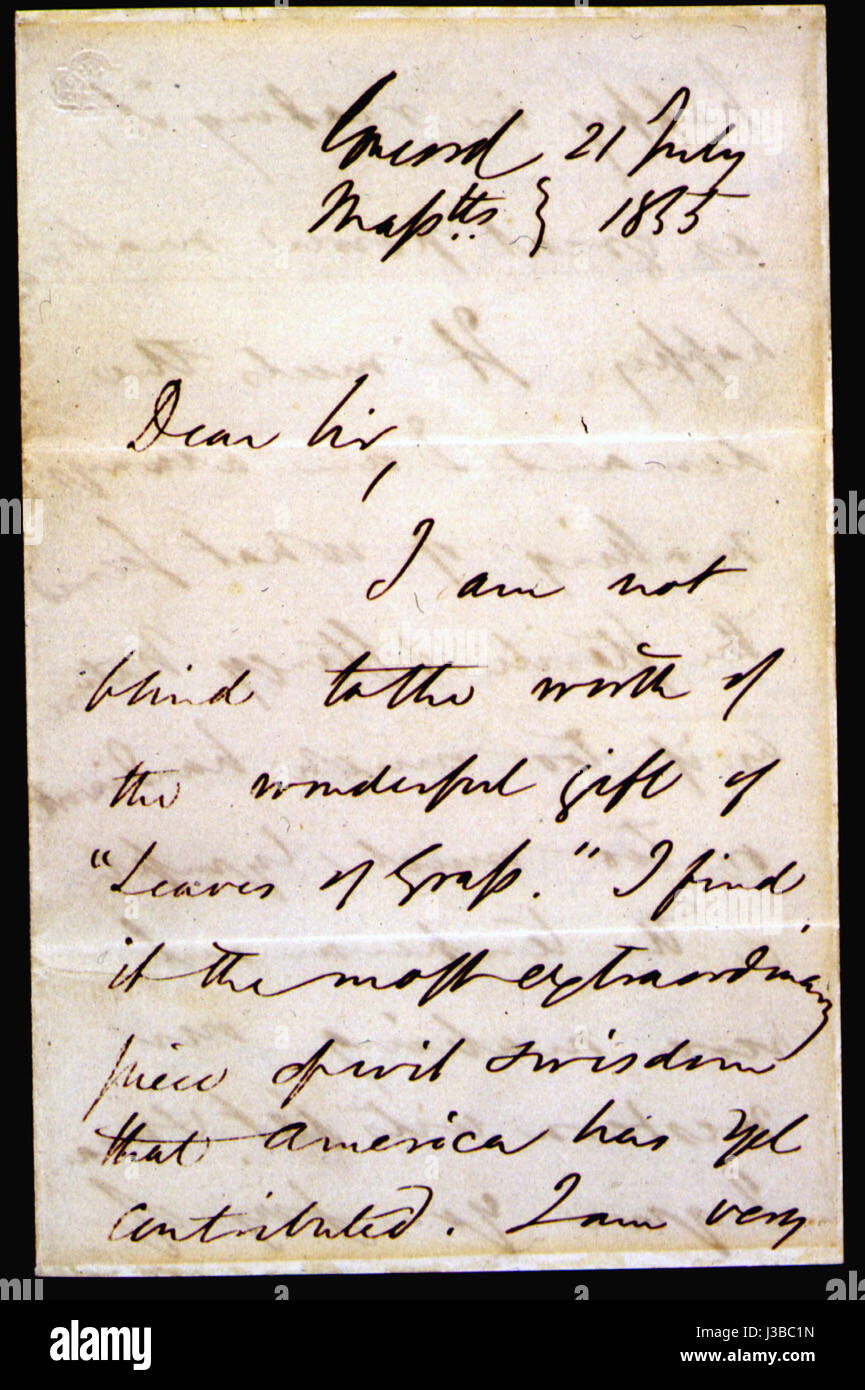 Emerson's Letter to Whitman Stock Photo - Alamy
