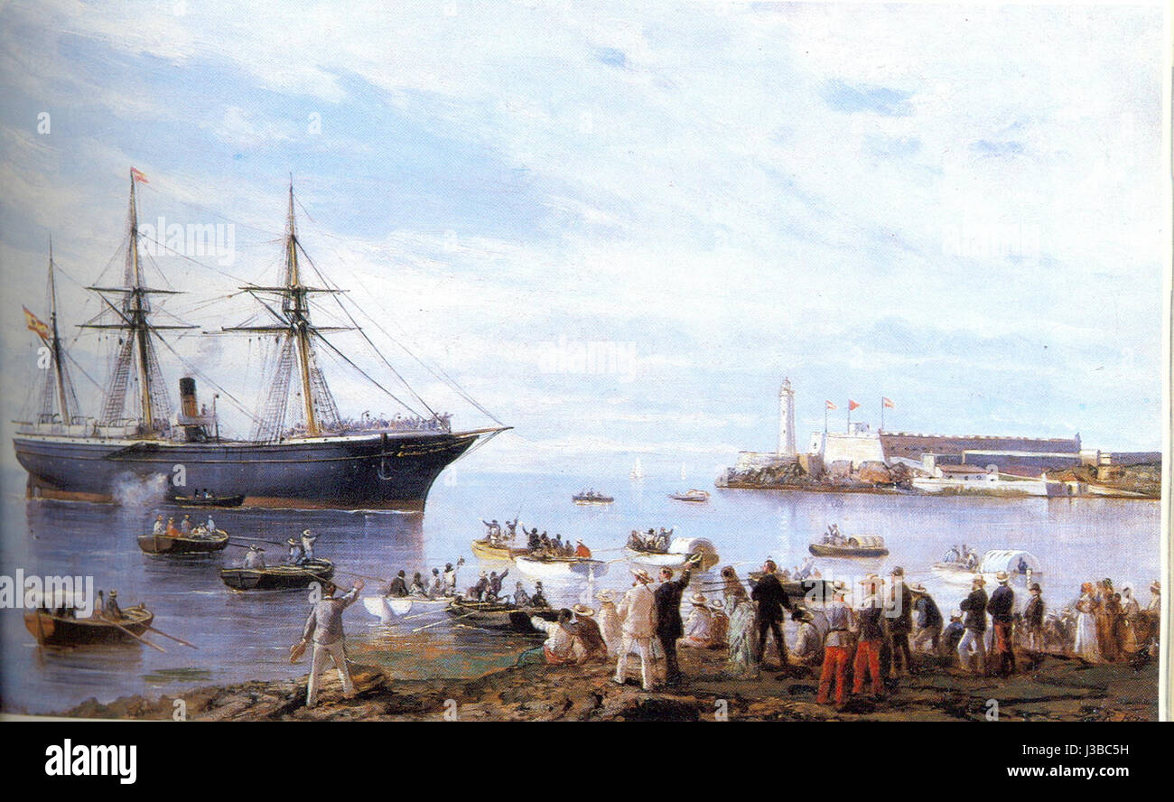 *El Correo entrando en el puerto de La Habana* depicts the arrival of a ...